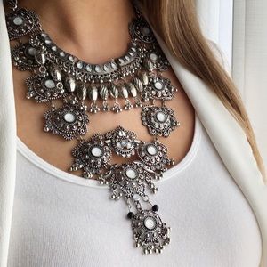 Express | Jewelry | Express Huge Silver Ornate Statement Necklace ...